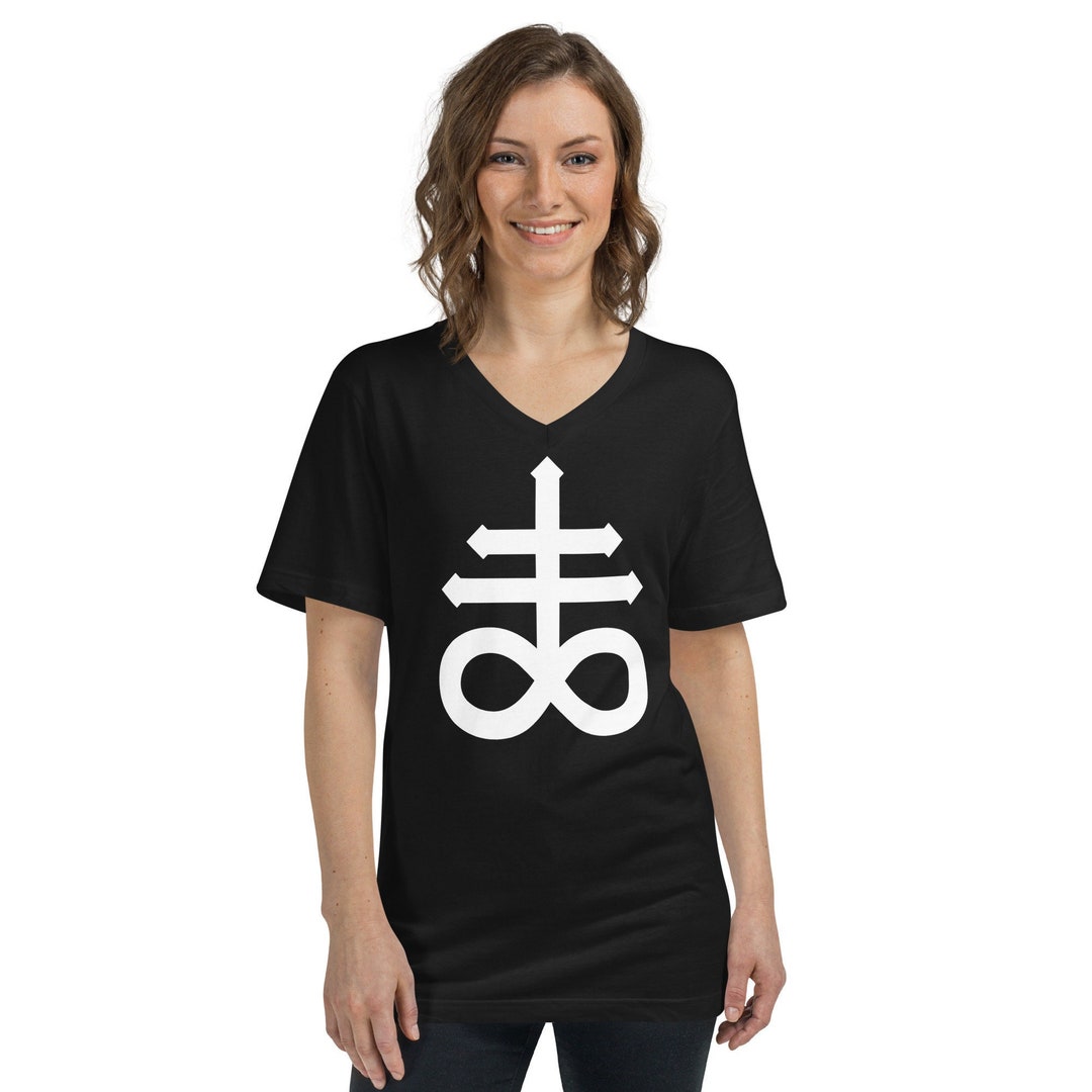 The Leviathan Cross of Satan Occult Symbol Women’s Short Sleeve V-neck ...