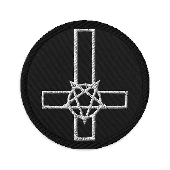 Logotipo De Cruz Invertida Cruz Lunar Mística. Geometría Sagrada,