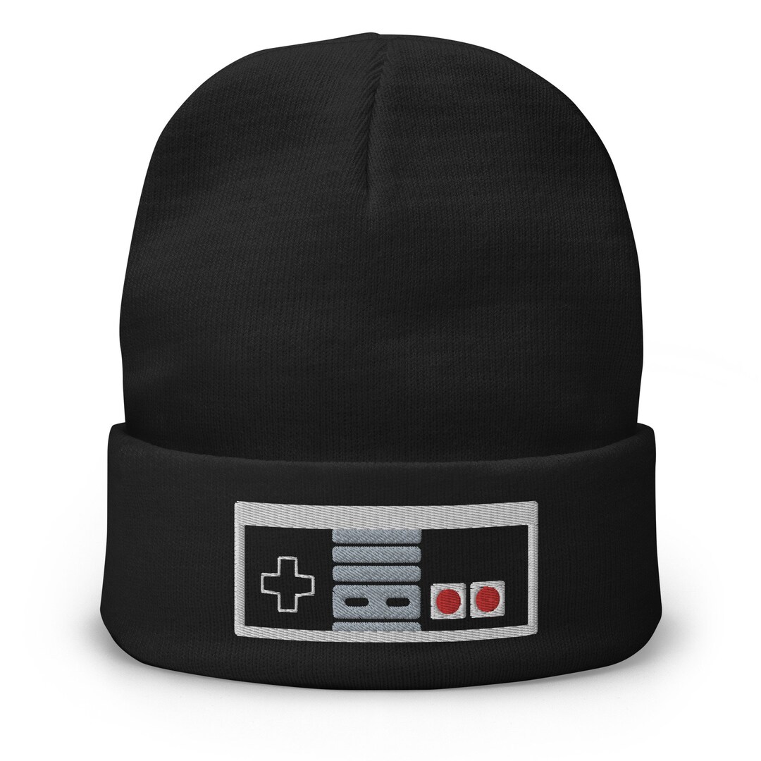 Classic NES Controller Embroidered Cuff Beanie Super Gaming - Etsy