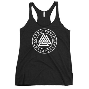 Valknut Symbol With Viking Runes Triangles of Power Women's Racerback ...
