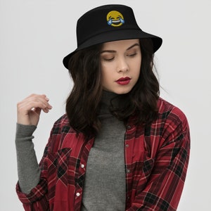 Tears of Joy Emoji Embroidered Bucket Hat Crying Emoticon - Etsy