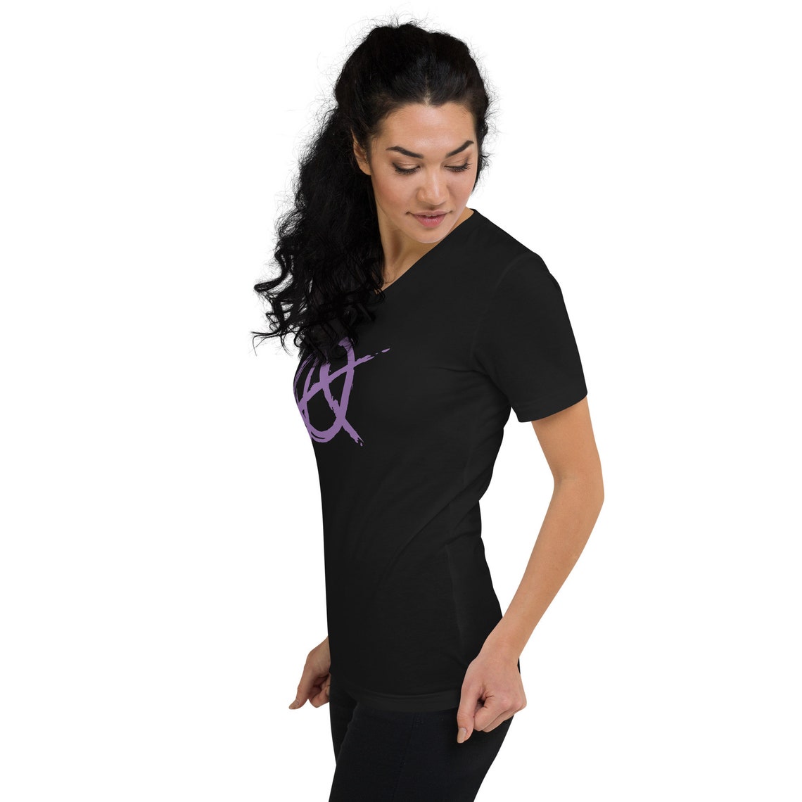 Purple Anarchy is Order Symbol Punk Rock Women’s Short Sleeve V-neck T ...
