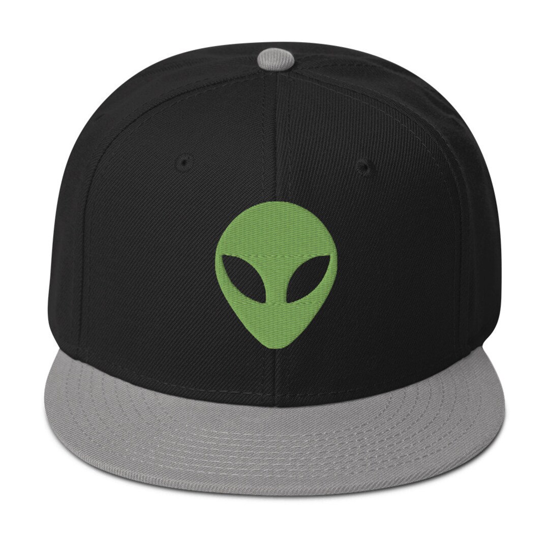 Alien Face Little Green Men Embroidered Flat Bill Cap Snapback Hat - Etsy