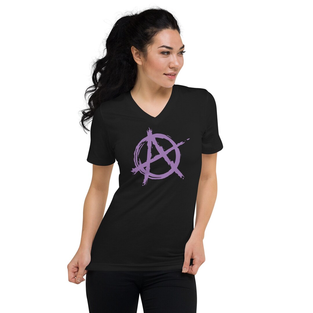 Purple Anarchy is Order Symbol Punk Rock Women’s Short Sleeve V-neck T ...