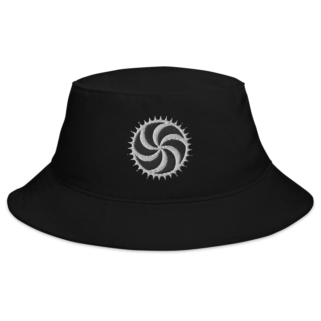 White Deadly Swirl Spike Symbol Embroidered Bucket Hat - Etsy
