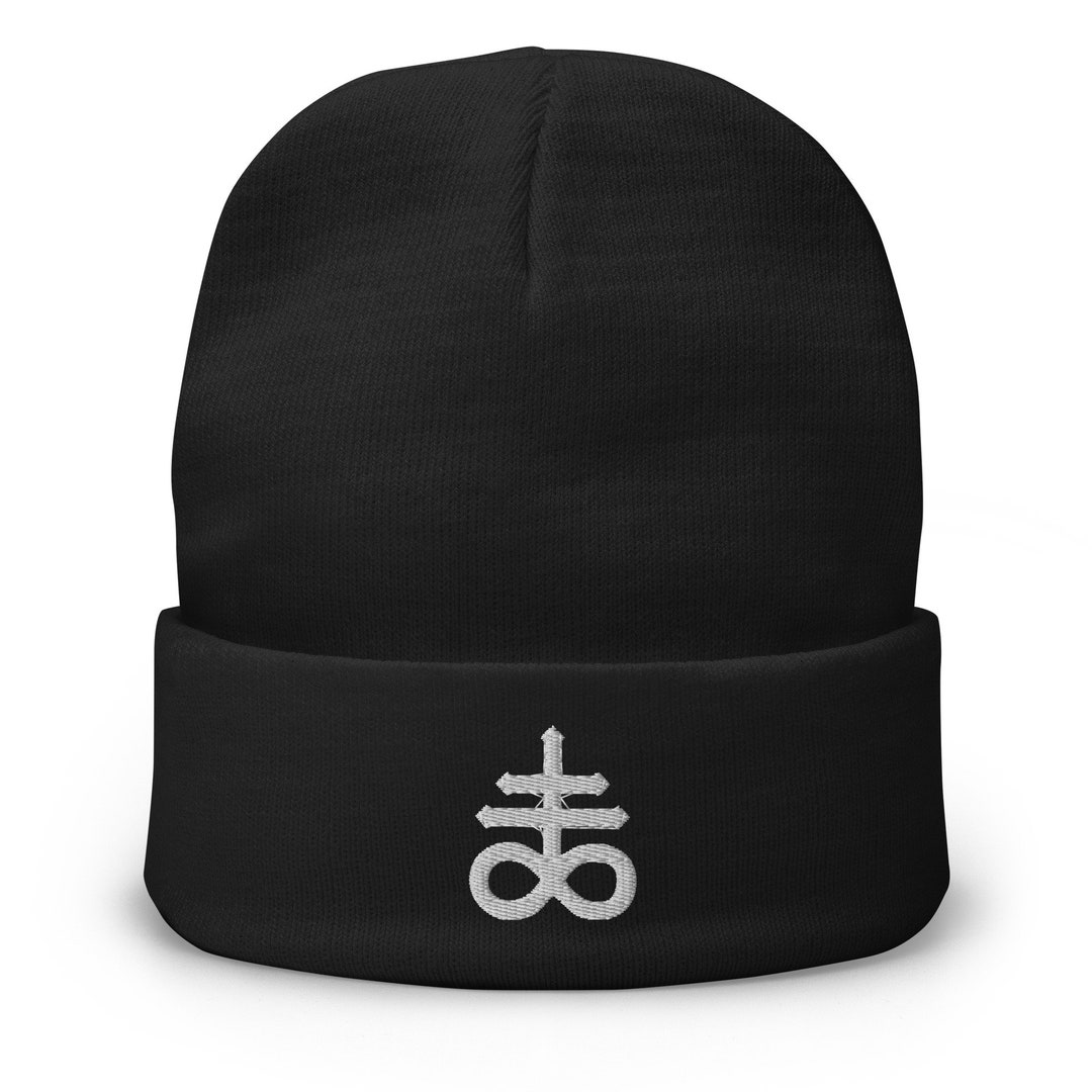 The Leviathan Cross of Satan Occult Symbol Embroidered Cuff Beanie ...