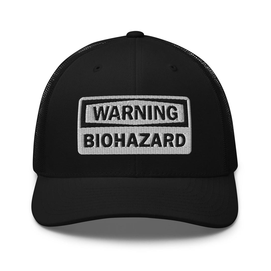 White Warning Sign Bio Hazard Trucker Cap Snapback Hat - Etsy
