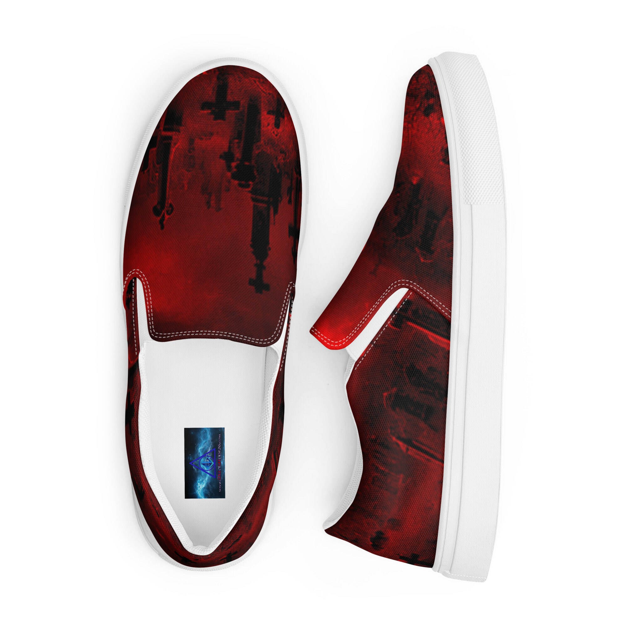 Blood Red Cemetery Tombstone Graveyard Scene Women’s Slip-on Canvas ...