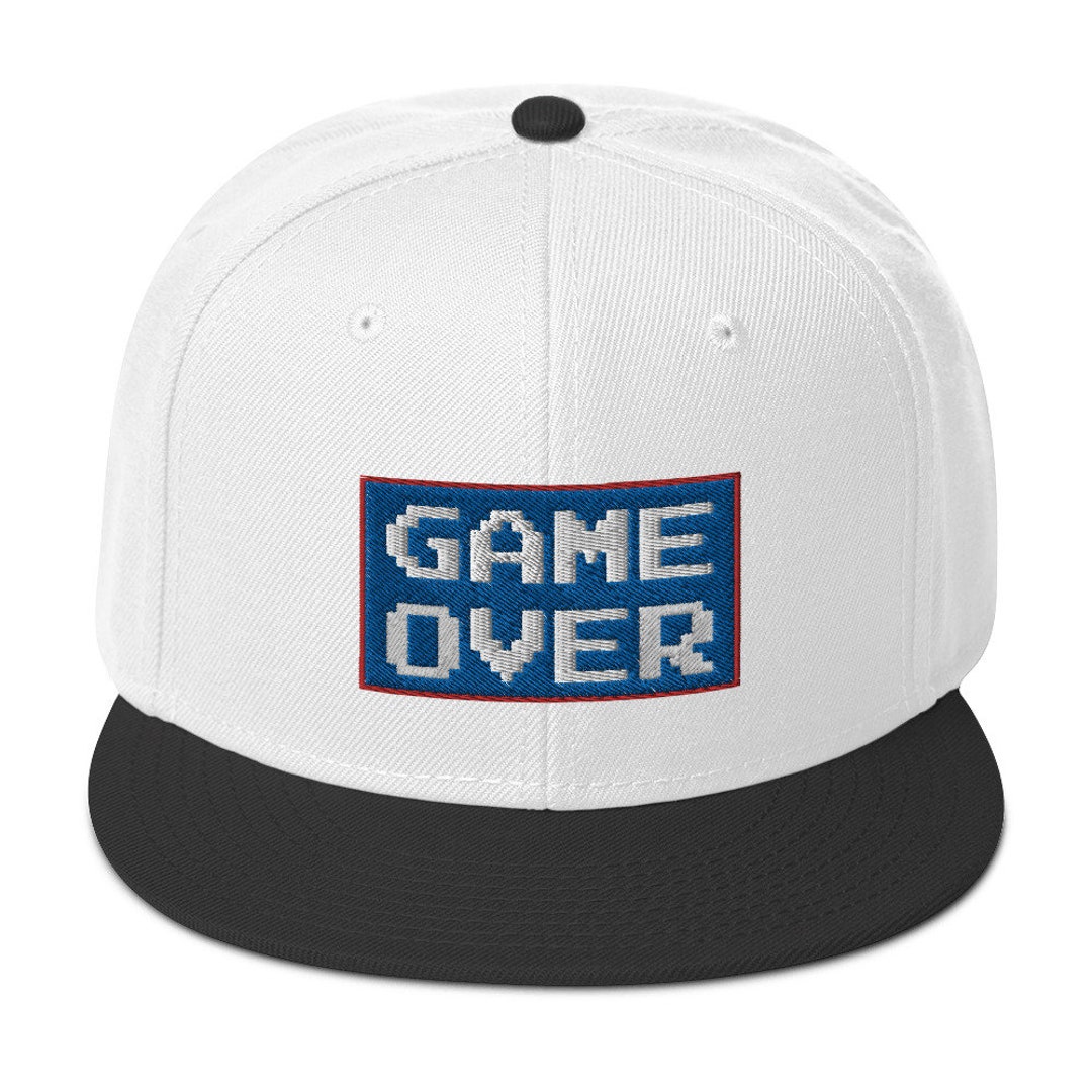 Game Over 8 Bit Embroidered 80's Retro Style Flat Bill Cap Snapback Hat ...
