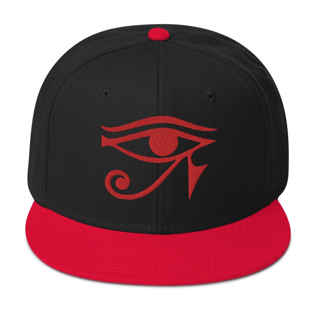 Red Eye of Ra Egyptian Goddess Embroidered Flat Bill Cap Snapback Hat ...