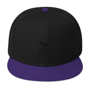 Black Horned God Neopaganism Symbol Embroidered Flat Bill Cap Snapback ...