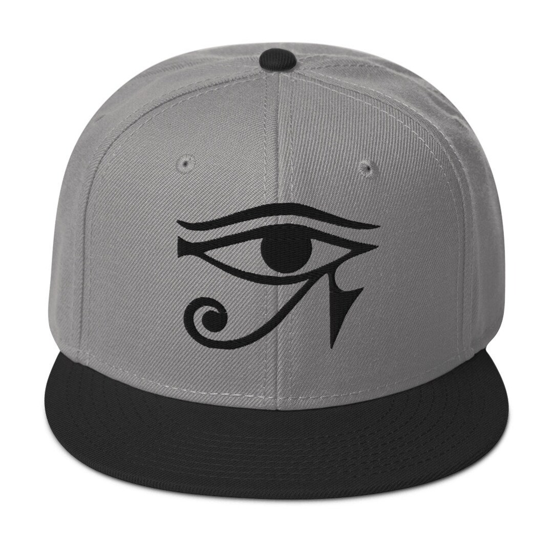 Black Eye of Ra Egyptian Goddess Embroidered Flat Bill Cap Snapback Hat ...