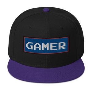 80's Retro Style 8 Bit Gamer Embroidered Flat Bill Cap Snapback Hat - Etsy