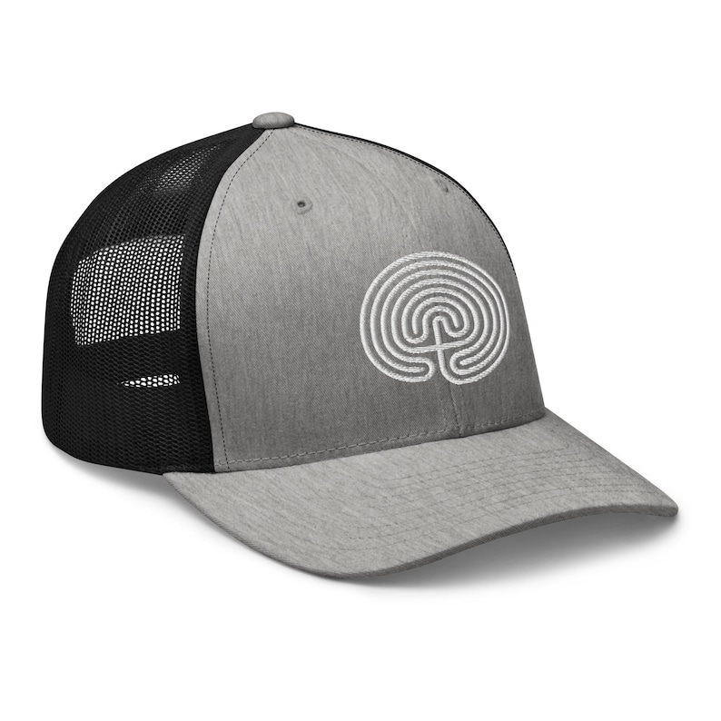 Ancient Labyrinth Maze Symbol Trucker Hat, Snapback Mesh Cap ...