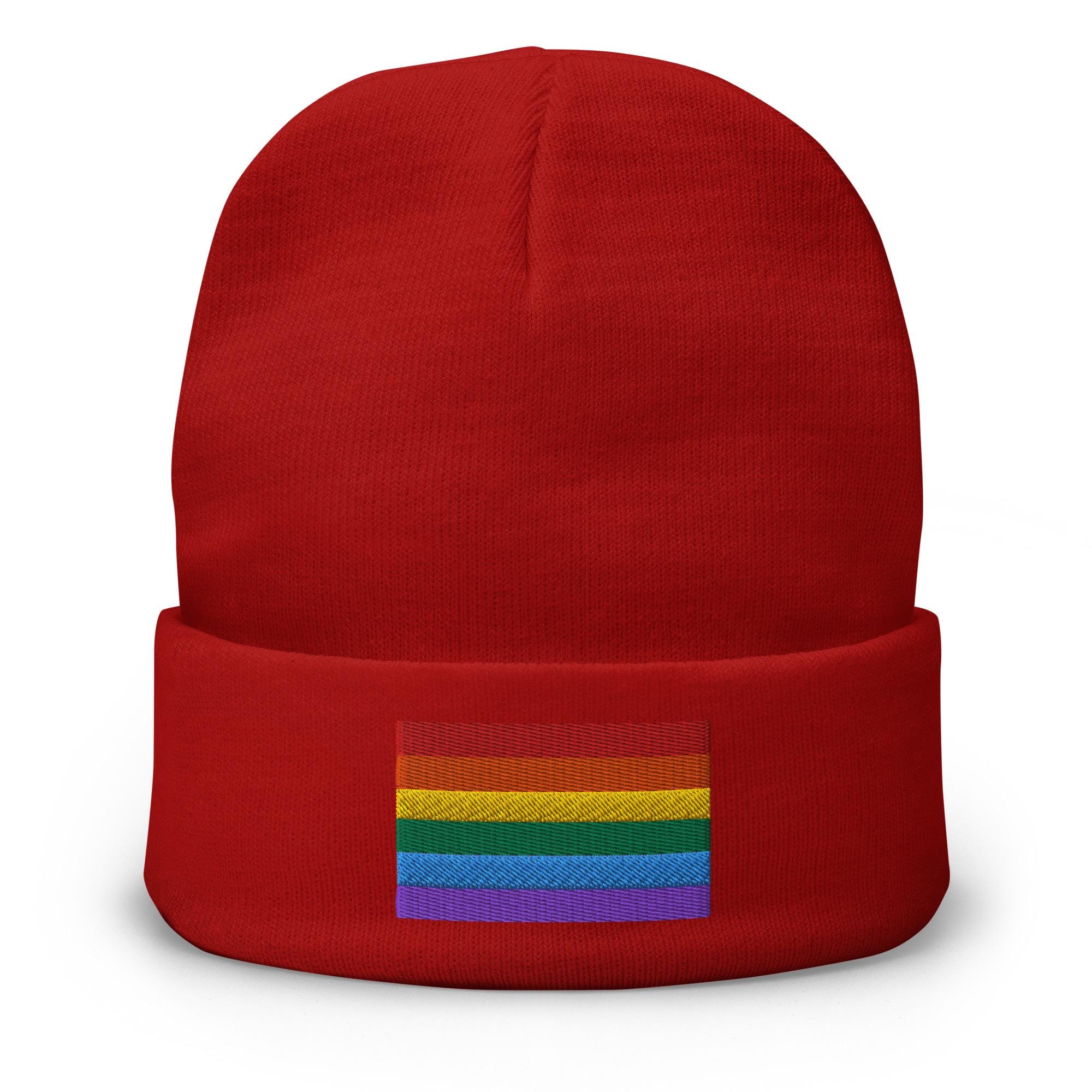 LGBTQ+ Pride Rainbow Beanie – Embroidered Cuff Hat, Gay Pride, Cotton ...