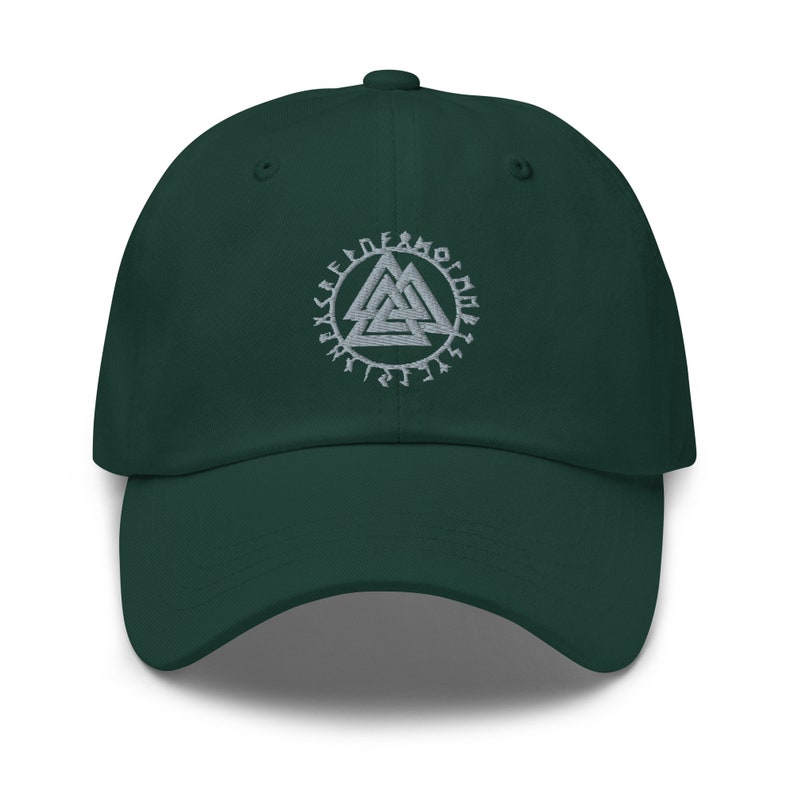 Grey Valknut Symbol With Viking Runes Embroidered Baseball Cap - Etsy