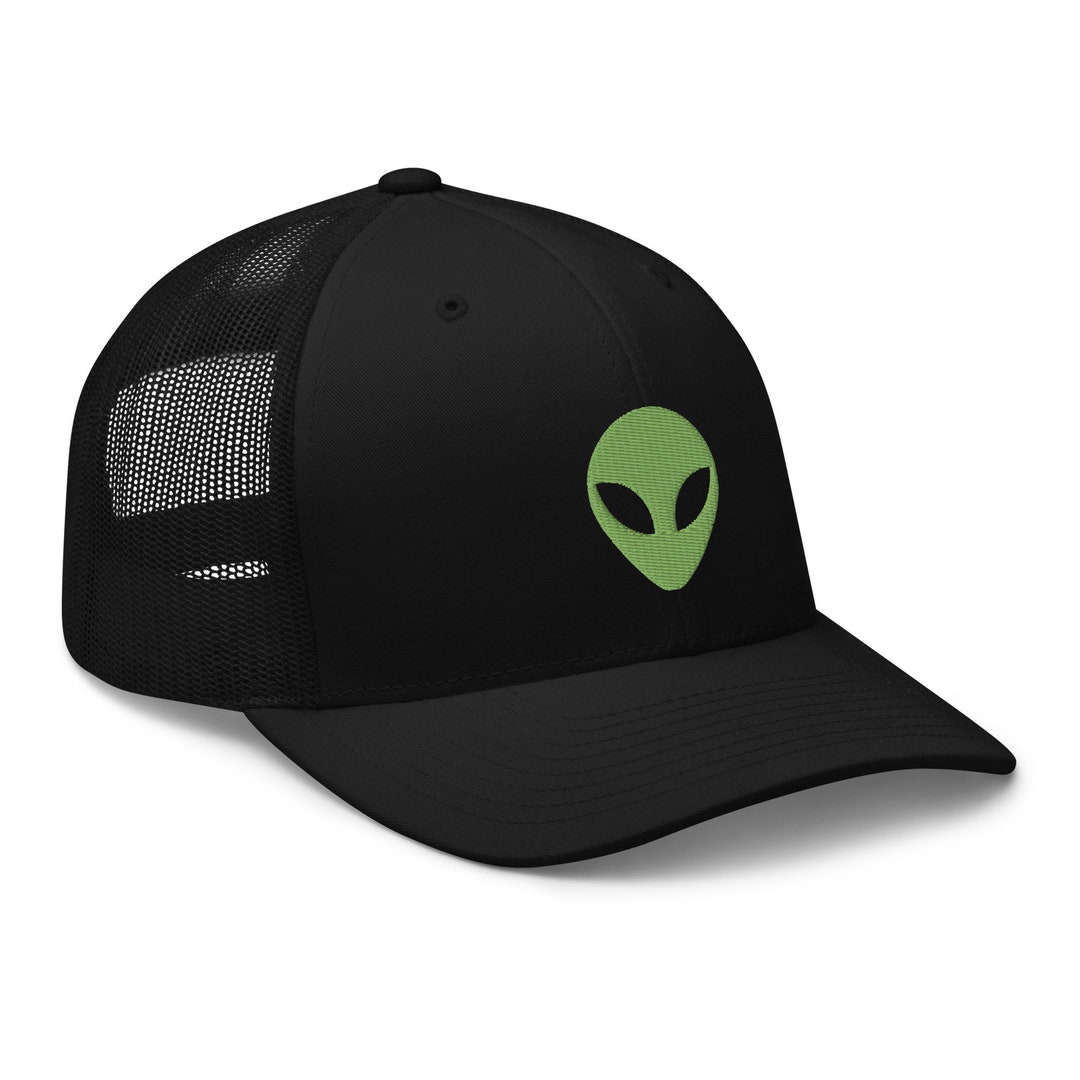 Alien Face Little Green Men Embroidered Retro Trucker Cap Snapback Hat ...