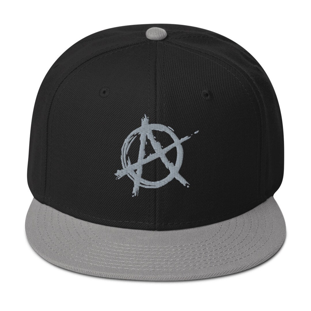 Grey Anarchy Sign Punk Rock Chaos Embroidered Flat Bill Cap Snapback ...