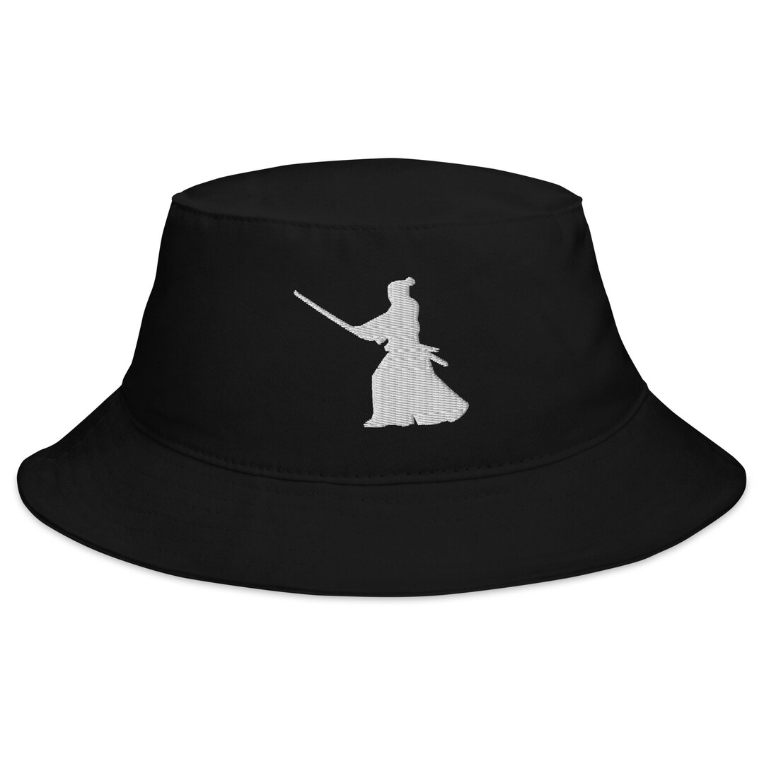 Ronin Samurai Warrior Swordsman Embroidered Bucket Hat Seigan No Kamae ...
