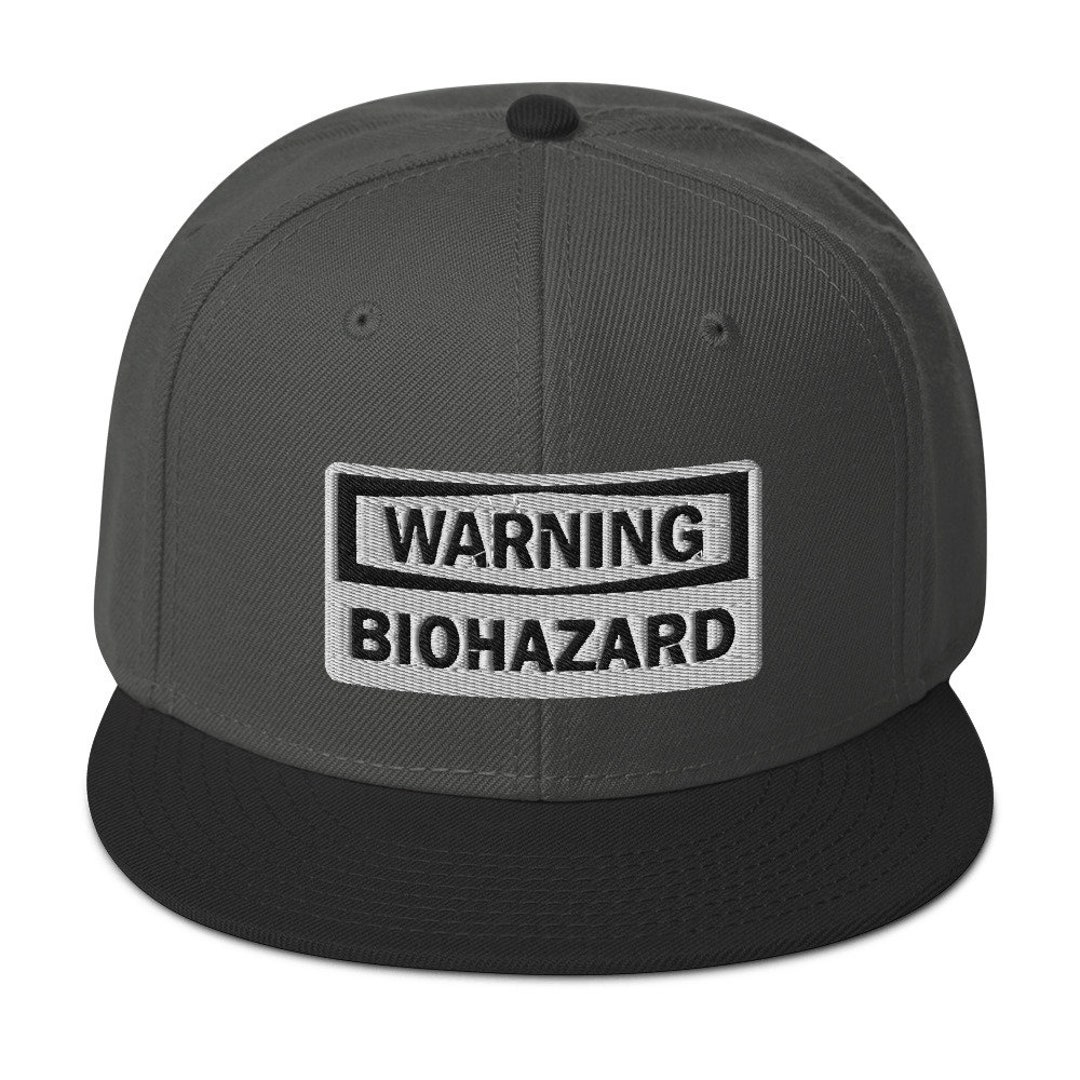 Warning Sign Bio Hazard Zombie Apocalypse Embroidered Flat Bill Cap ...