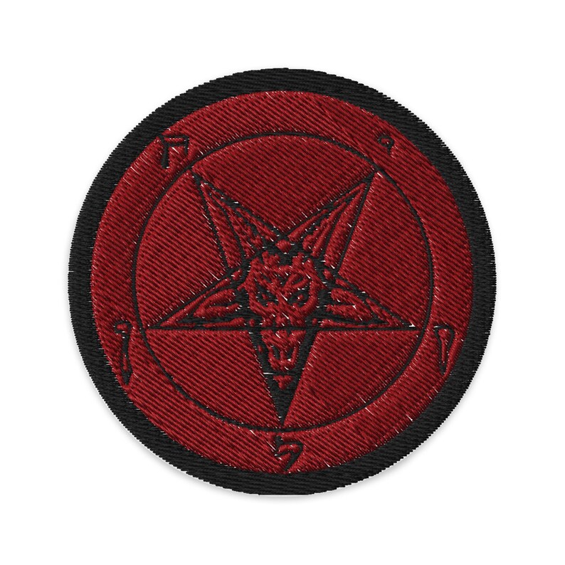 Red Baphomet Sigil Patch – Gothic Embroidered Iron on Applique for ...