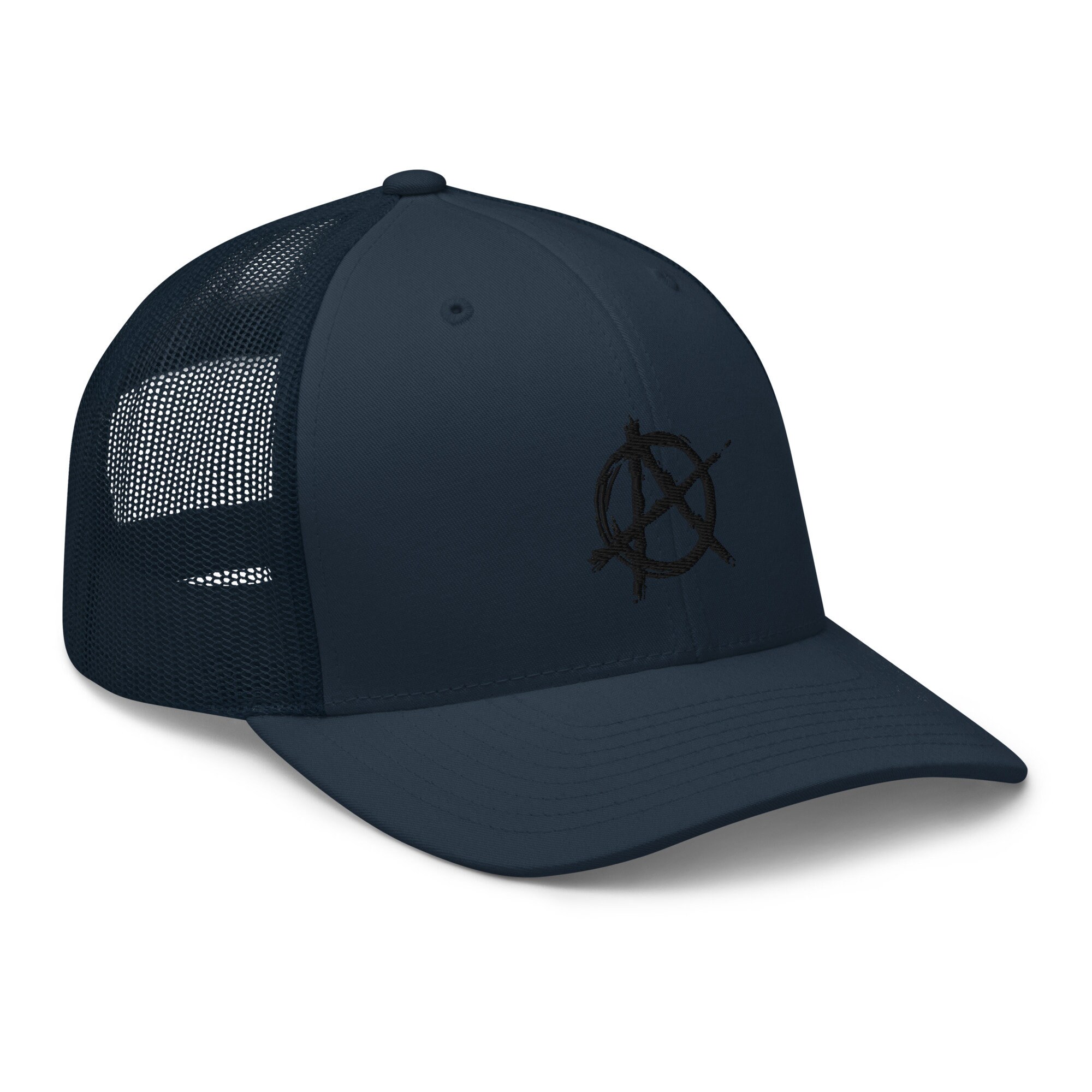 Black Anarchy Sign Punk Rock Chaos Embroidered Retro Trucker Cap ...