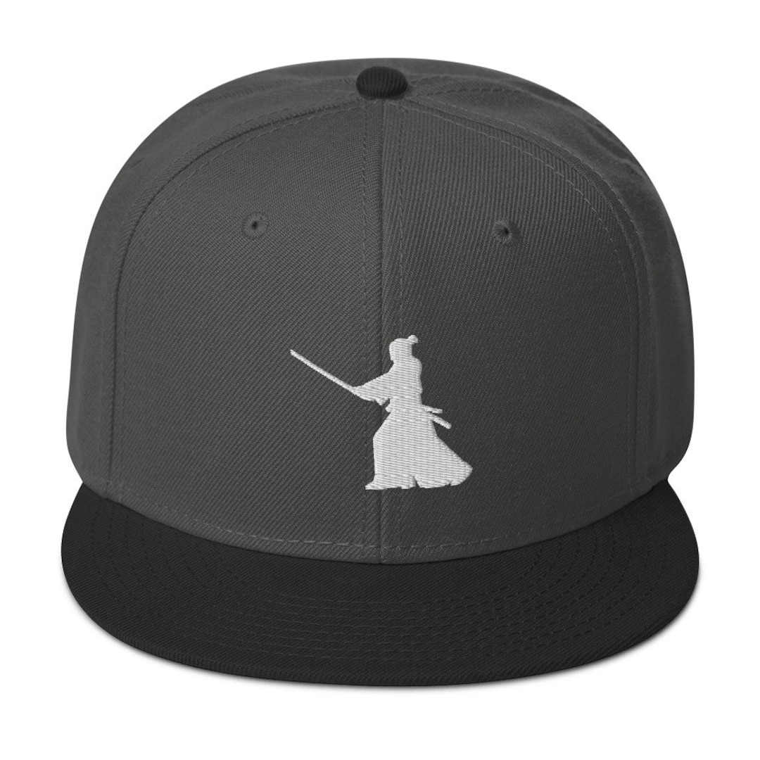 Ronin Samurai Warrior Swordsman Embroidered Flat Bill Cap Snapback Hat ...