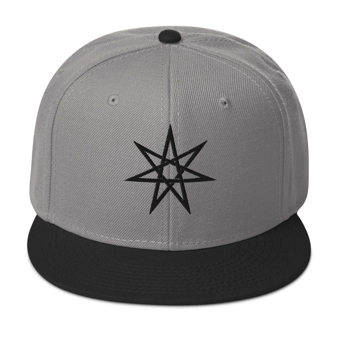 Black Elven Star Witchcraft Symbol Embroidered Flat Bill Cap Snapback ...