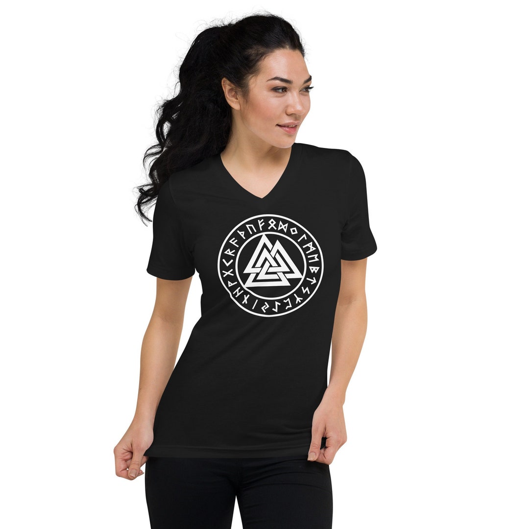 Valknut Symbol With Viking Runes Triangles of Power Women’s Short ...