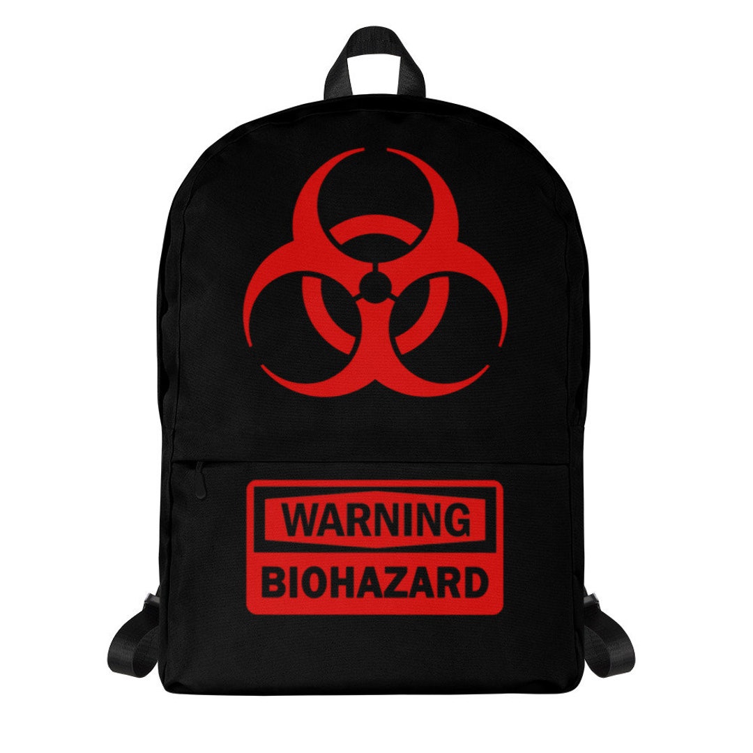 Red Bio Hazard Symbol Warning Sign Backpack School Bag - Etsy