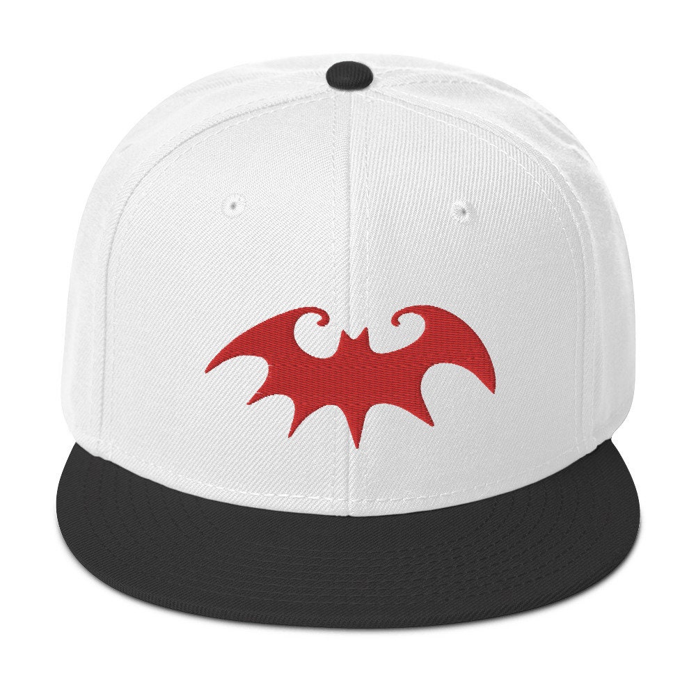 Whimsical Halloween Vampire Bat Embroidered Flat Bill Cap Snapback Hat ...