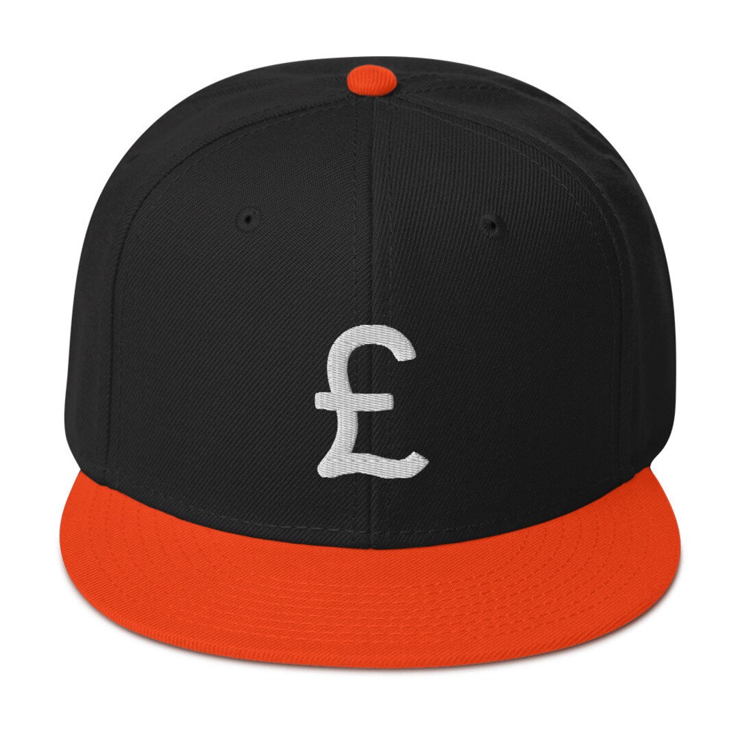 The British Pound Sterling Symbol Money Currency Embroidered Flat Bill ...