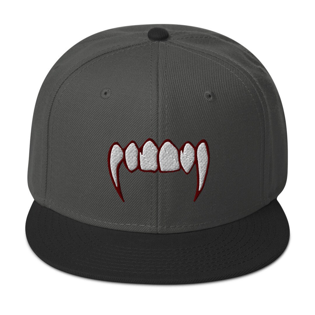 Bloody Dracula Vampire Fangs Embroidered Flat Bill Cap Snapback Hat - Etsy