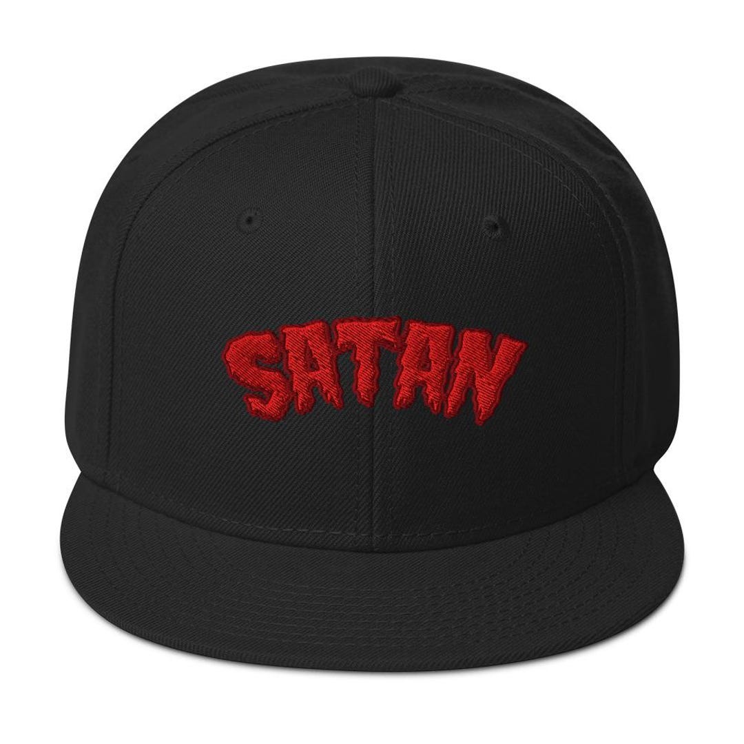 Satan Blood Drip Snapback – Occult 3D Puff Flat Bill Hat, Gothic ...