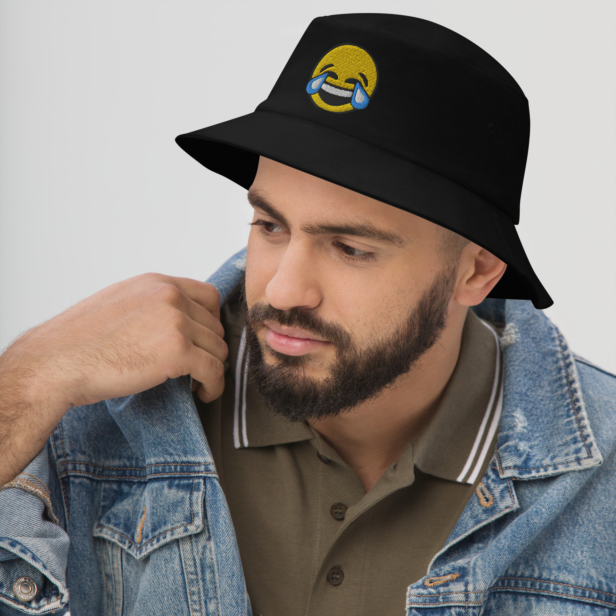 Tears of Joy Emoji Embroidered Bucket Hat Crying Emoticon - Etsy