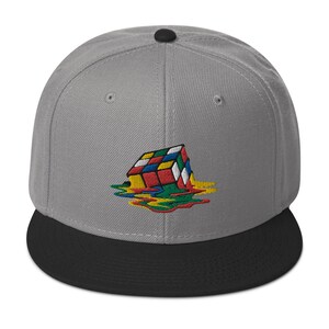 Melting Speed Cube Gaming Puzzle Box Embroidered Flat Bill Cap Snapback ...