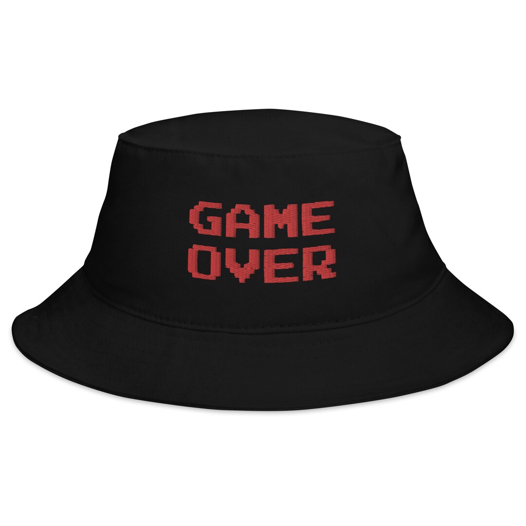 Red Game Over 8 Bit Embroidered Bucket Hat 80's Classic Gaming - Etsy
