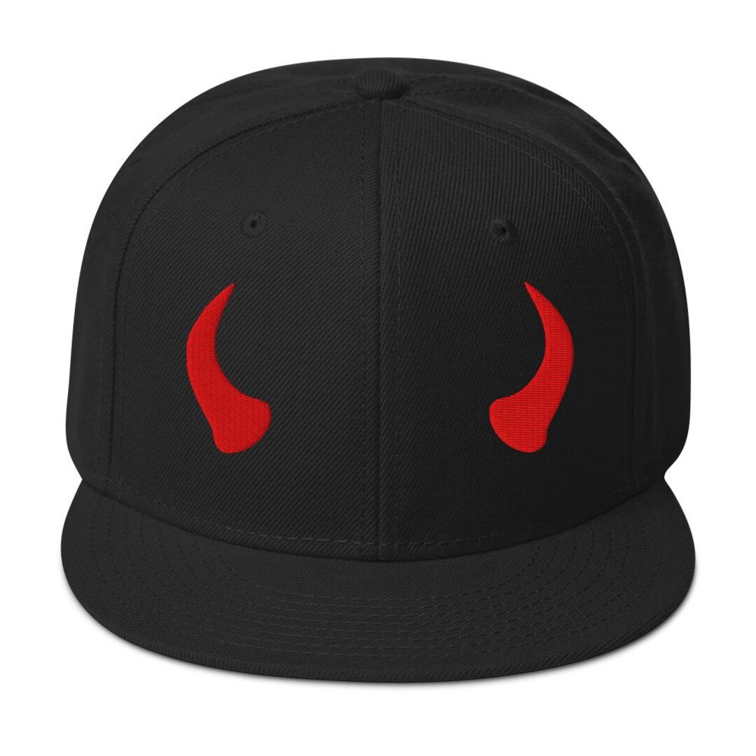 Red Devil Horns Snapback Hat – Gothic Lucifer Cosplay, Occult Flat Bill ...