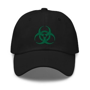 Green Bio Hazard Symbol Warning Sign Embroidered Baseball Cap Dad Hat ...