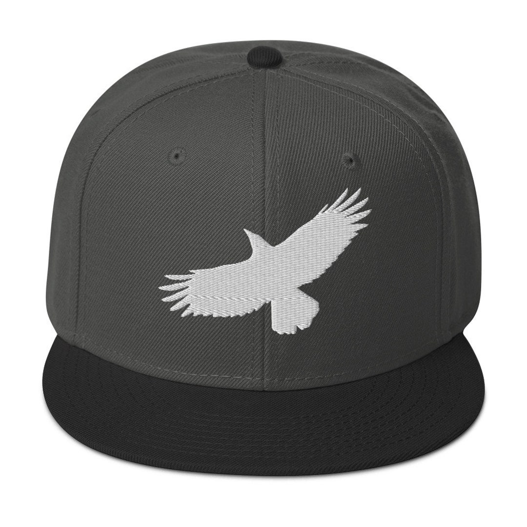 Flying Raven Black Bird Embroidered Flat Bill Cap Snapback Hat - Etsy