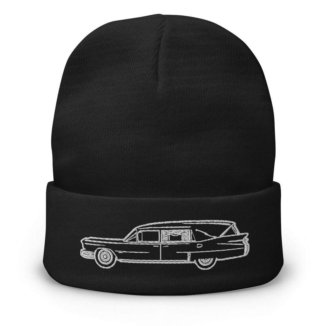 Hearse Funeral Car Embroidered Cuff Beanie Casket Coach - Etsy