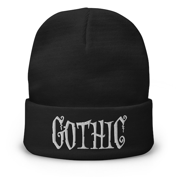 Gothic Dramatic Style Embroidered Cuff Beanie Dark Goth - Etsy