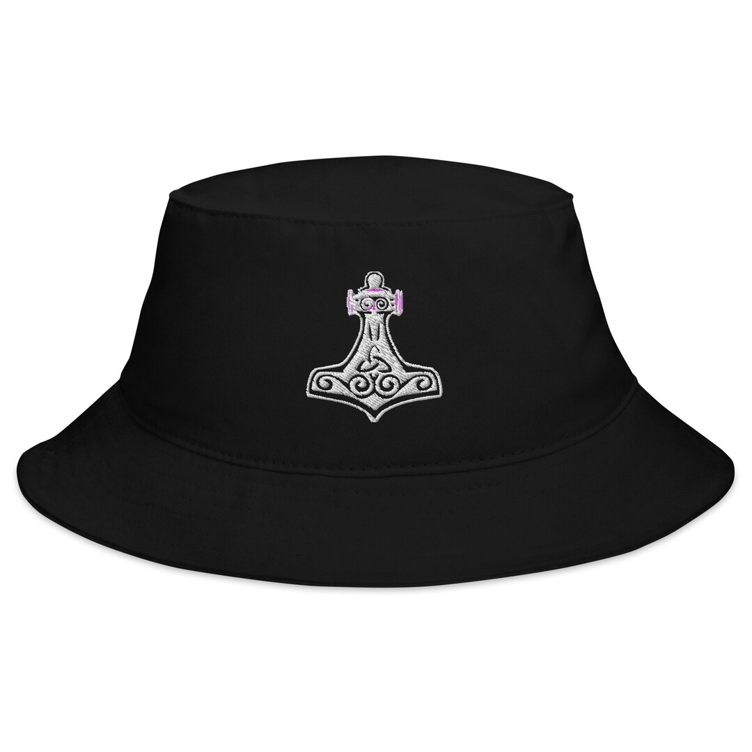 Mighty Thor's Hammer Mjolnir Embroidered Bucket Hat Norse Mythology - Etsy