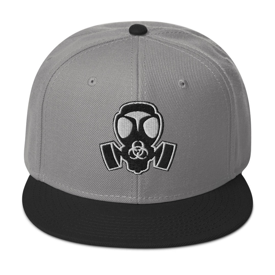 White Bio Hazard Gas Mask Embroidered Flat Bill Cap Snapback Hat - Etsy