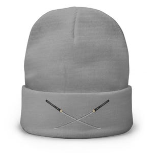 Dual Samurai Swords Anime Warrior Embroidered Cuff Beanie Cap - Etsy