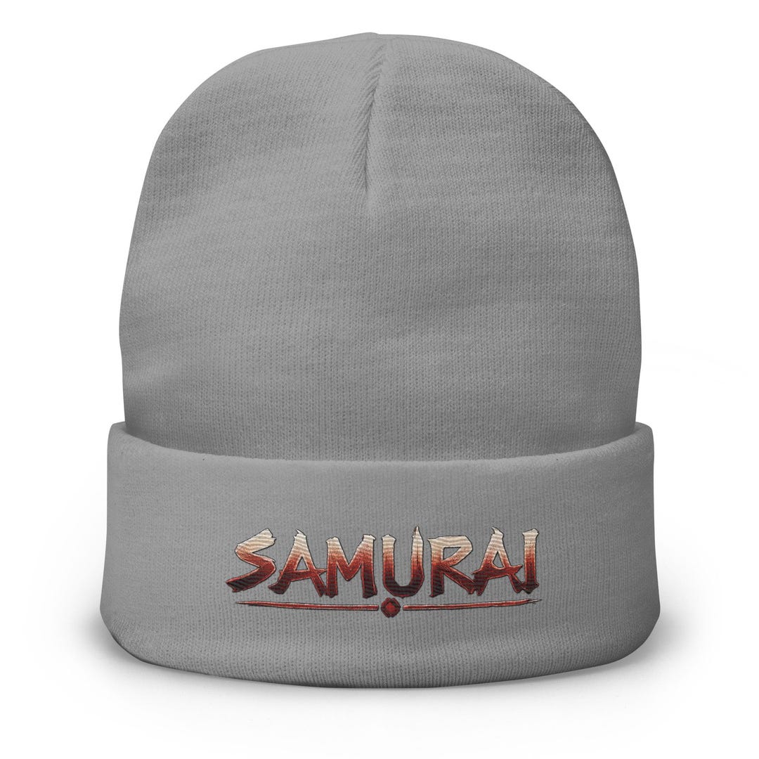 Anime Samurai Warrior Embroidered Cuff Beanie Cap - Etsy