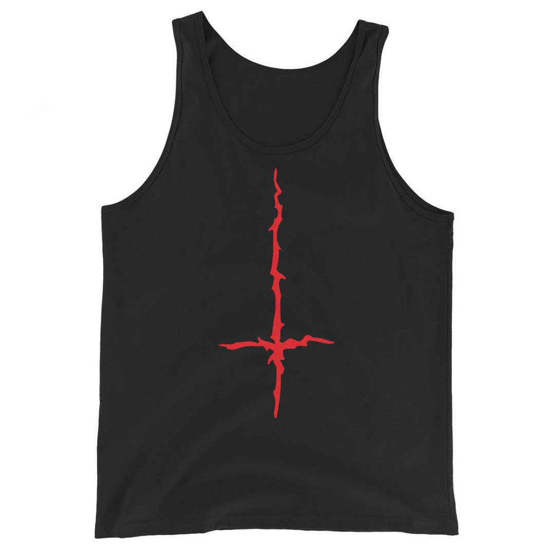 Red Melting Inverted Cross Black Metal Style Men's Tank Top - Etsy