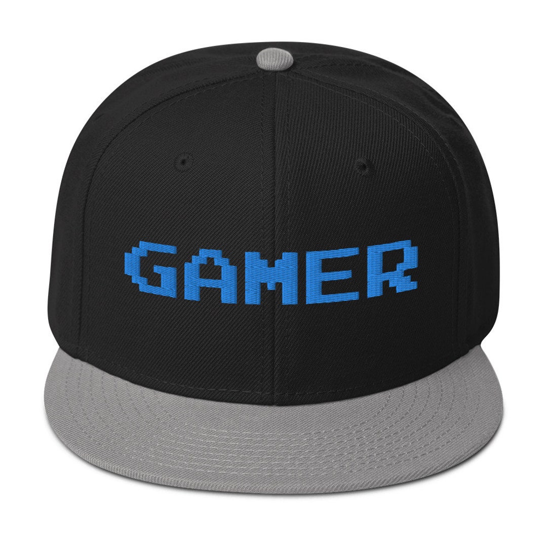 8 Bit Gamer Embroidered Flat Bill Cap Snapback Hat - Etsy