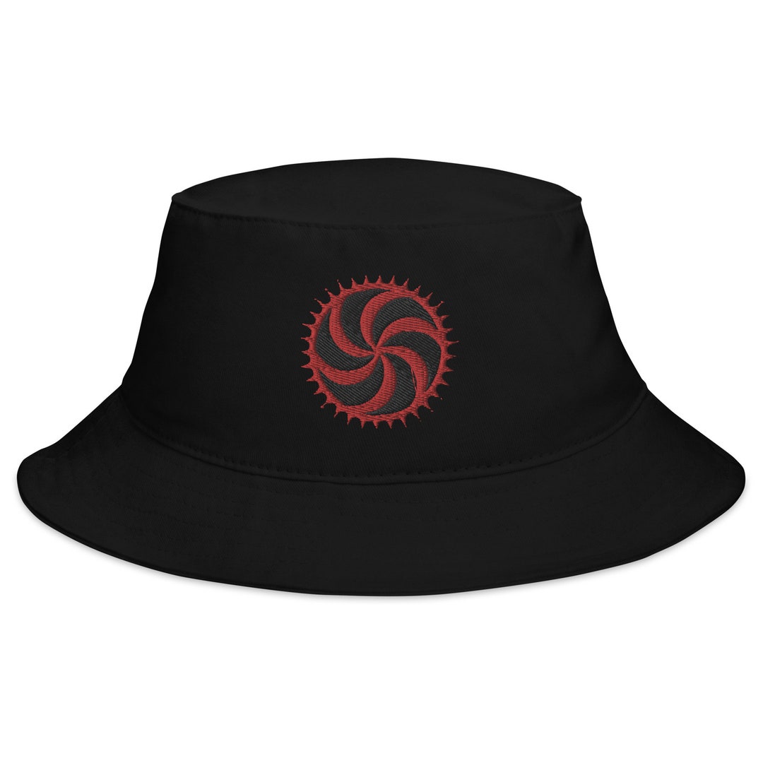 Red Deadly Swirl Spike Symbol Embroidered Bucket Hat - Etsy