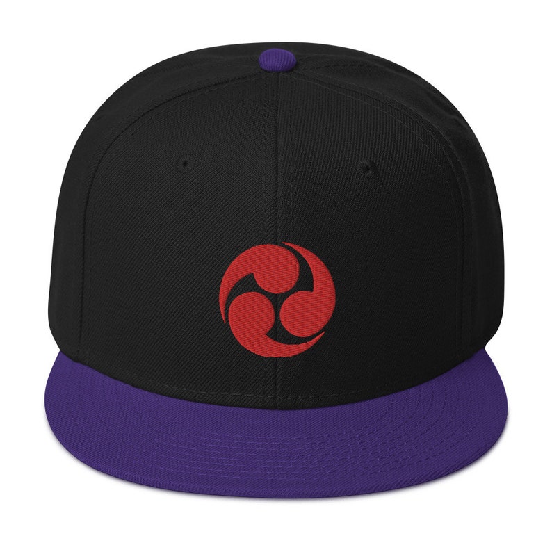 Red Tomoe Mitsudomoe Japanese Symbol Embroidered Flat Bill Cap Snapback ...
